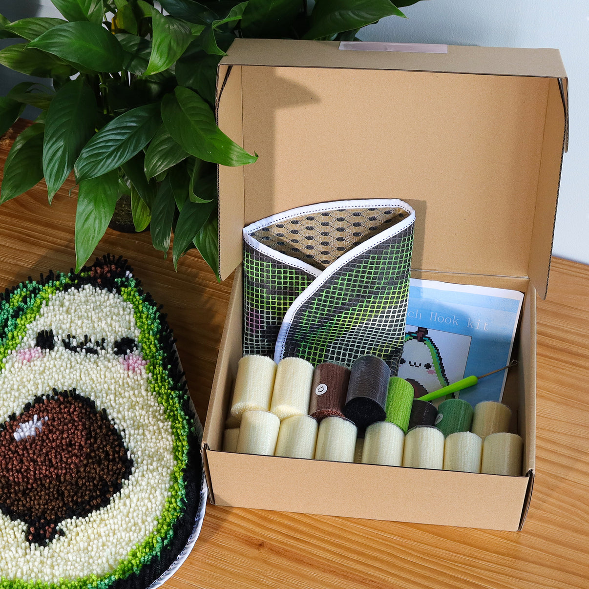 Avo-Cuddle – Avocado Latch Hook Rug DIY Kit – Craftopian